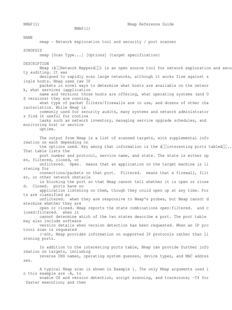 Nmap Manual | PDF | Transmission Control Protocol | Port (Computer Networking)