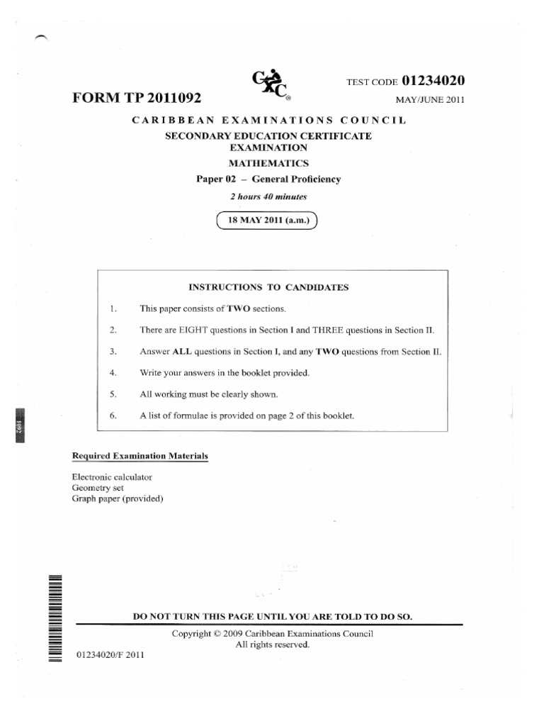 CXC Maths Papers PDF | PDF