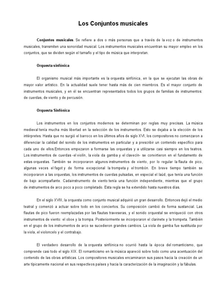 Los Conjuntos Musicales | PDF | Música de cámara | Orquestas