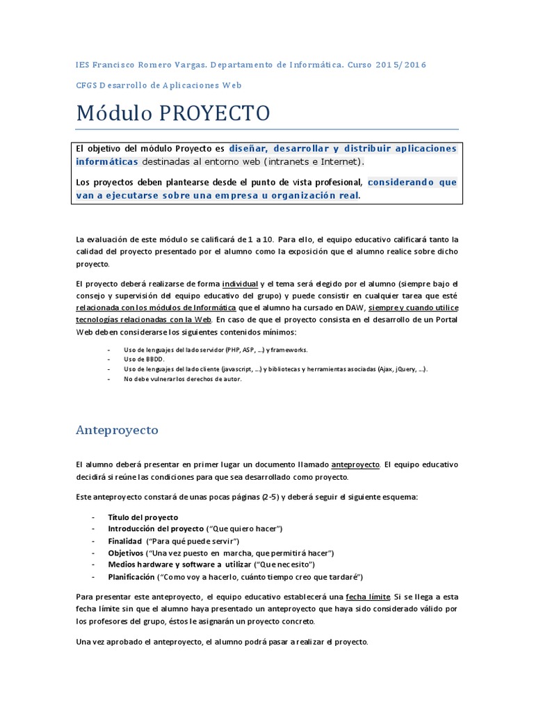 Proyecto DAW 2015 2016 | PDF | Software | Diseño
