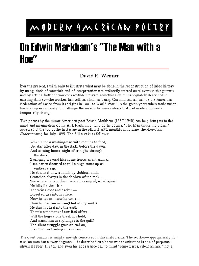 Man With The Hoe | PDF | American Federation Of Labor | Poetry