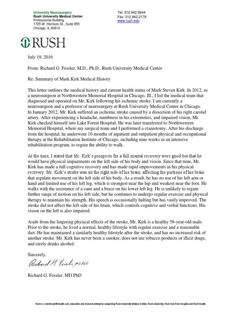 Kirk Medical Letter | PDF | Stroke | Neurosurgery