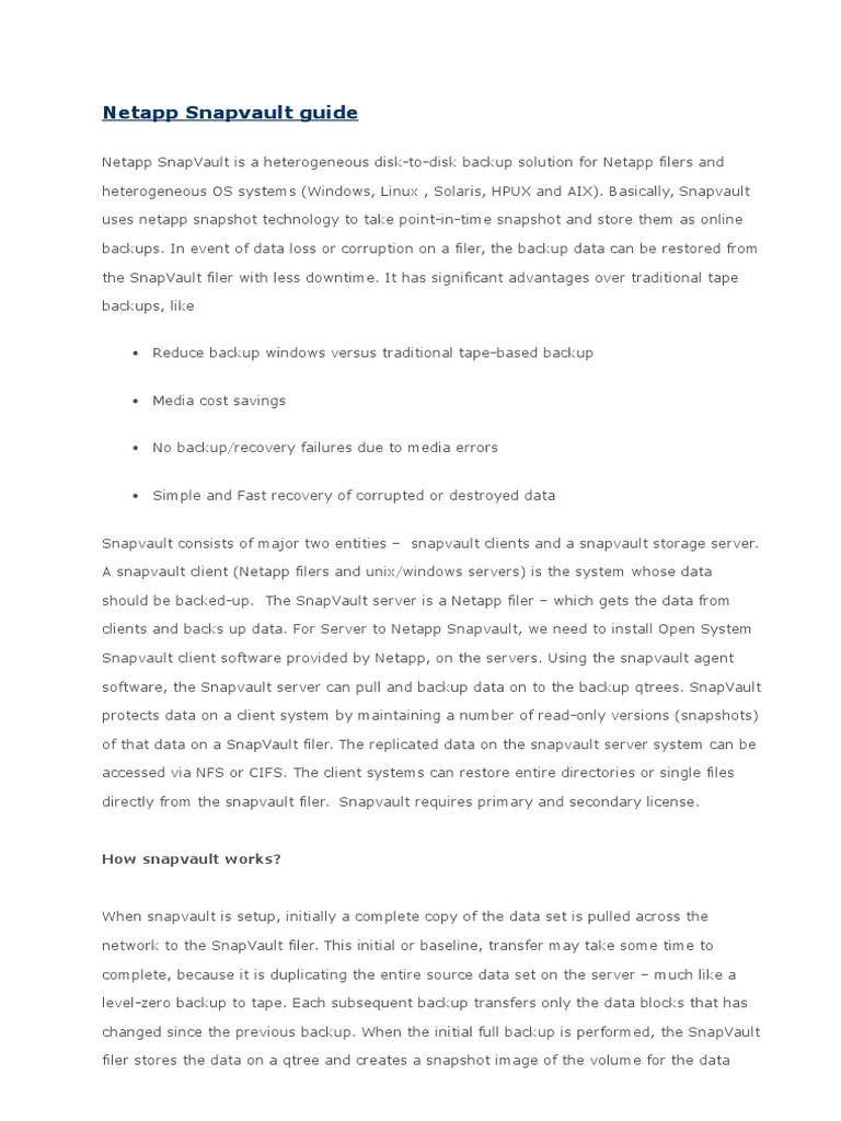 Netapp Snapvault Guide | PDF | Backup | Utility Software