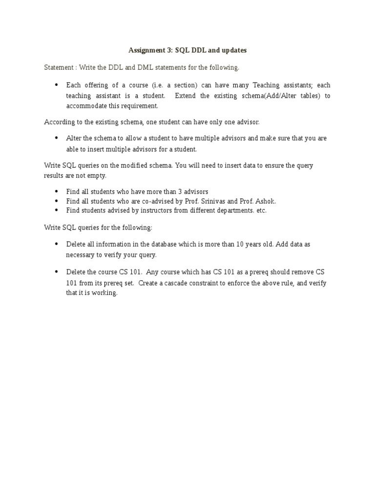 Dbms Assignment On Sql Pdf Technology And Engineering 8767