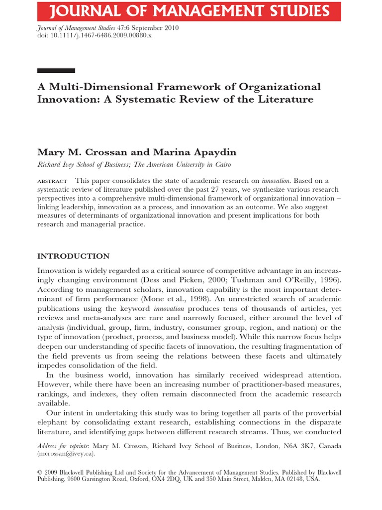 A Multi-Dimensional Framework of Organizational | PDF