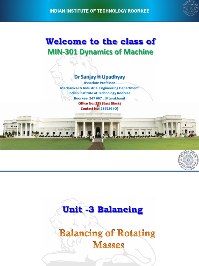 L-3 Balancing of Rotating Masses - SHU-IITR | PDF | Rotation Around A Fixed Axis | Force