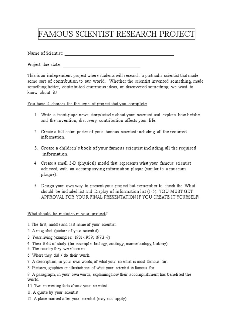 Famous Scientist Assignment Final | PDF | Scientist | Biology
