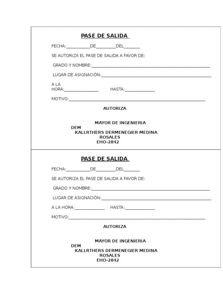 Pase de Salida | PDF | Negocios