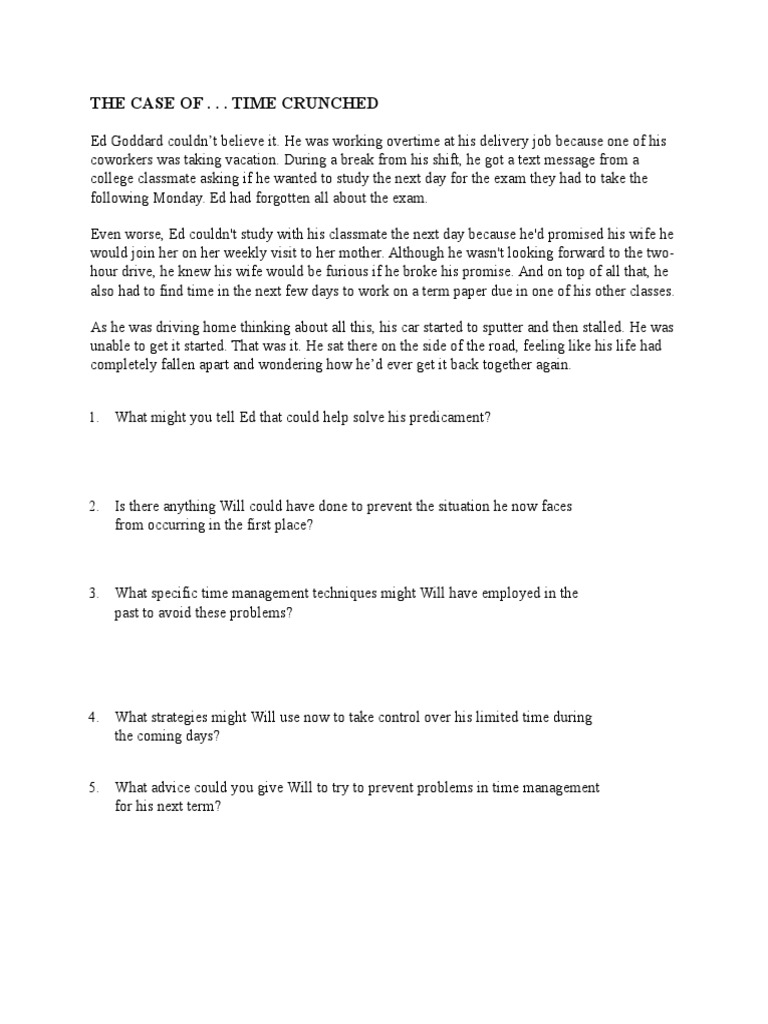Time Management Challenges in College | PDF | Multiple Choice | Test ...