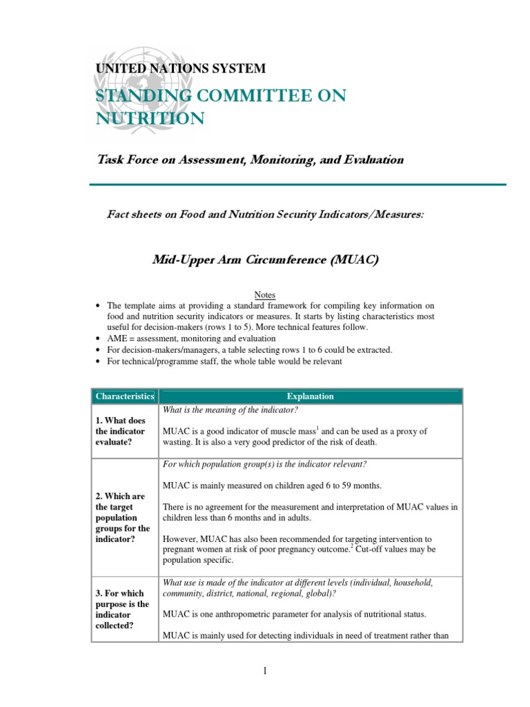 MUAC | PDF | Malnutrition | Reference Range