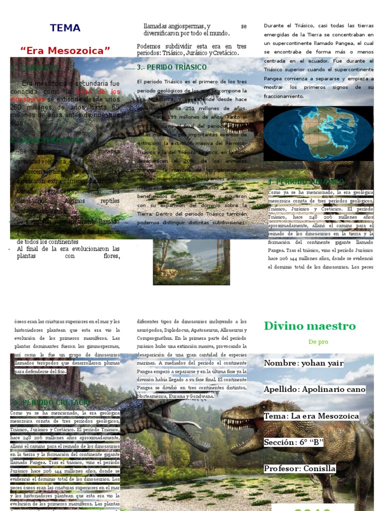 TRIPTICO Historia | PDF | Dinosaurios | Cretáceo