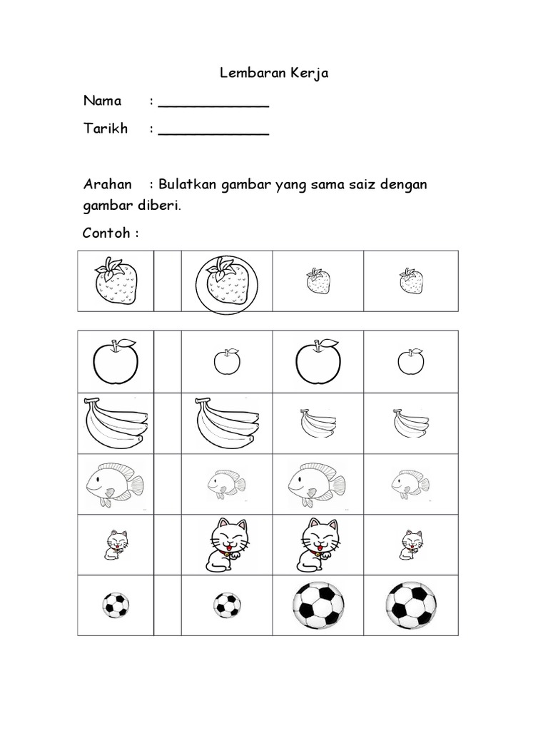 Lembaran Kerja Saiz | PDF