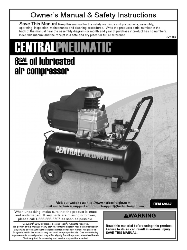 Harbor Freight 8-Gal Air Compressor Owners Manual | PDF | Valve ...