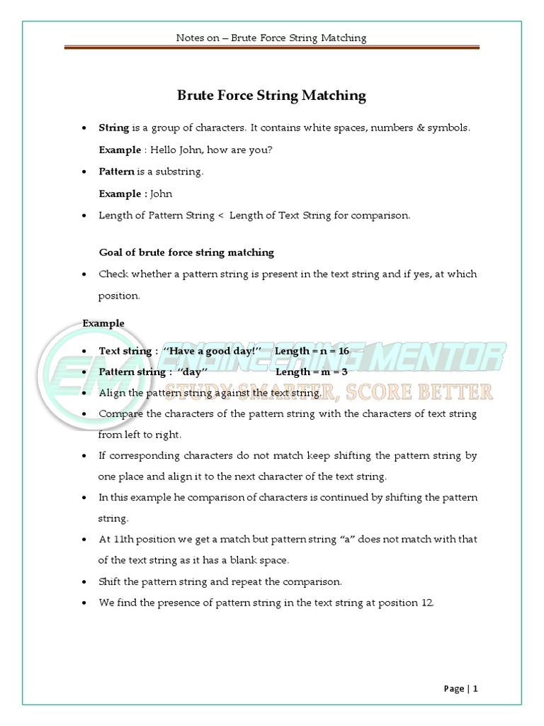Find Strings Using Brute Force Matching | PDF | String (Computer Science) | Mathematical Logic