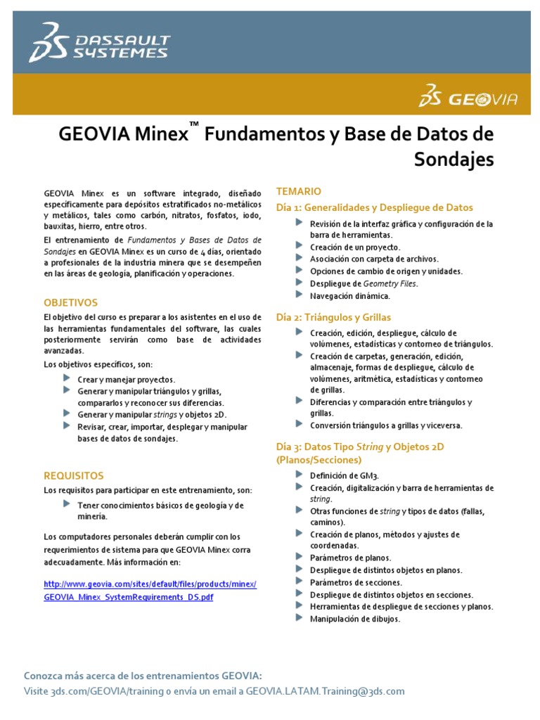 Minex - Fundamentos y BHDB - Ficha GEOVIA | PDF | Bases de datos | Archivo de computadora