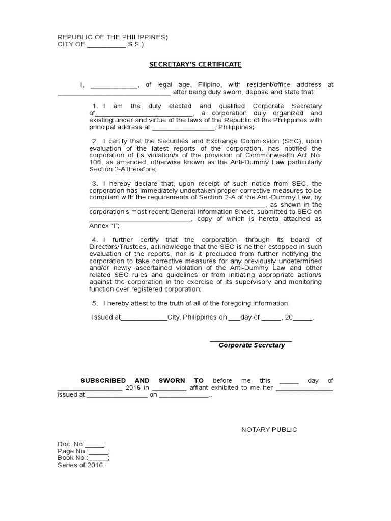 Sec Cert Anti Dummy | PDF