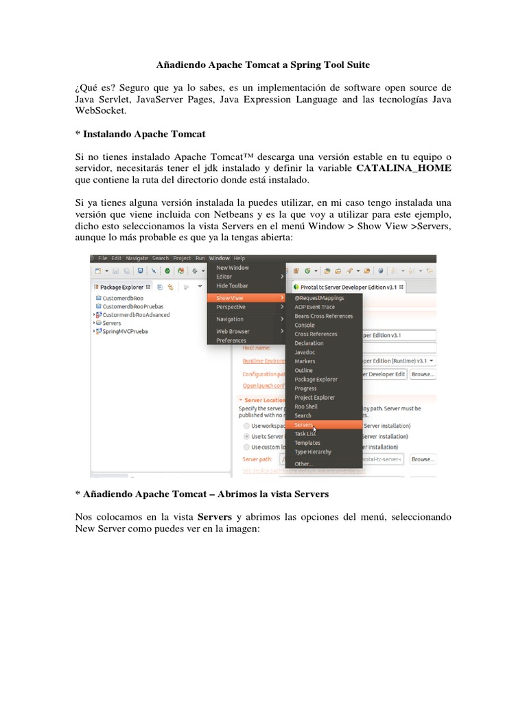 Añadiendo Apache Tomcat A Spring Tool Suite PDF | PDF | Informática