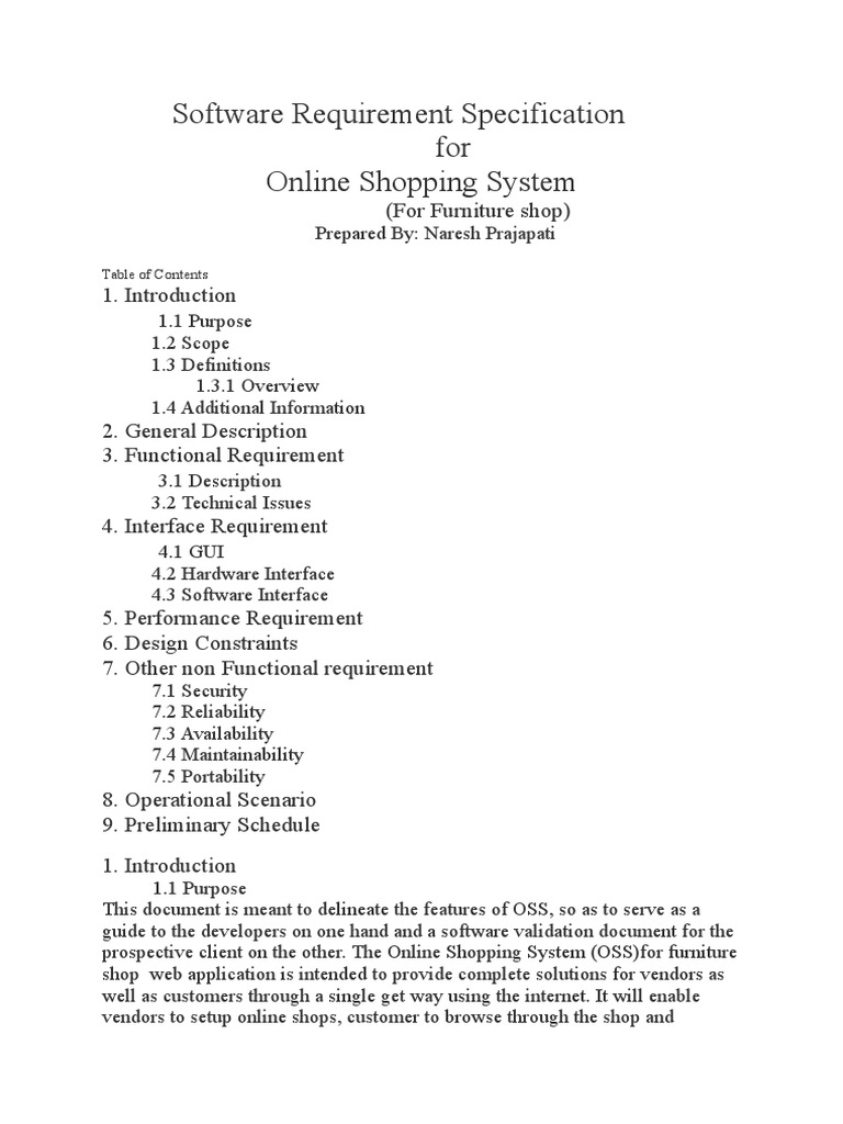 Software Requirement Specification | PDF | Online Shopping | Graphical ...