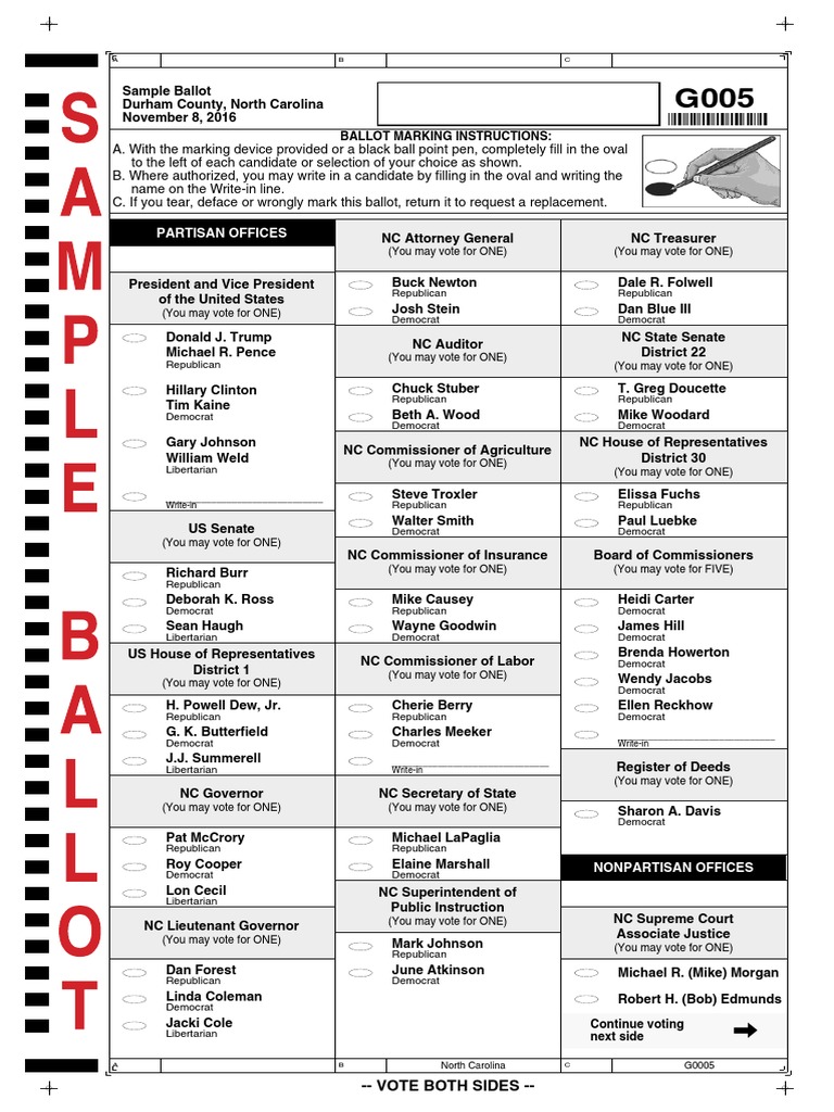 North Carolina Sample Ballot Guide | PDF | North Carolina | Democratic ...