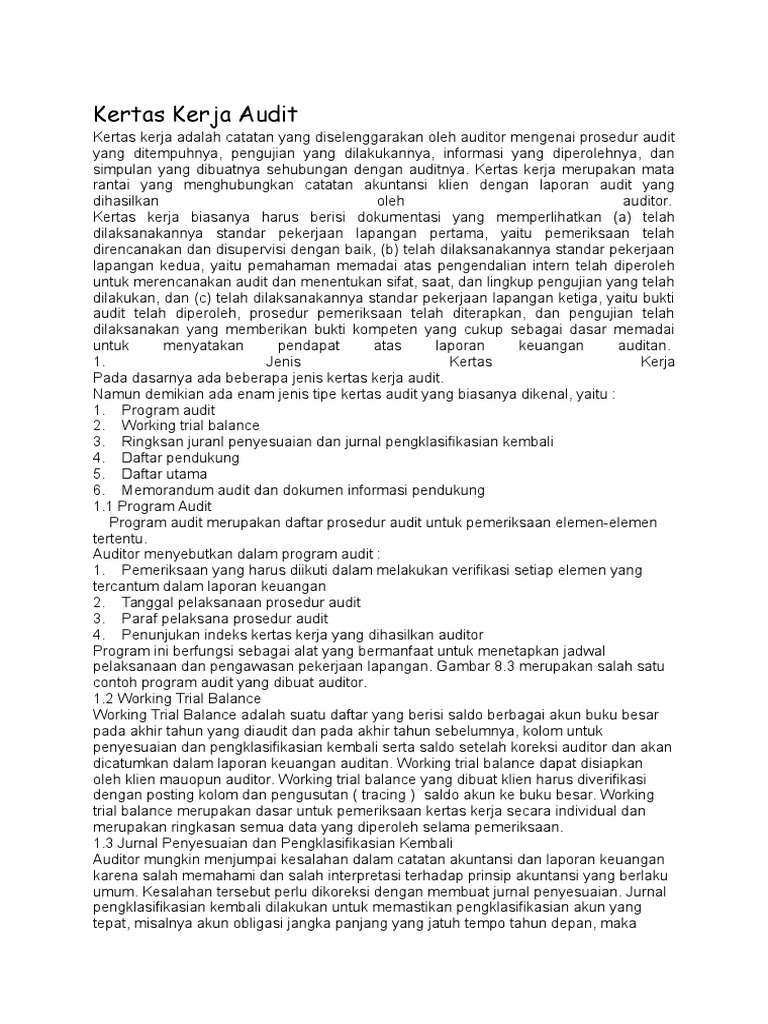 Kertas Kerja Audit | PDF