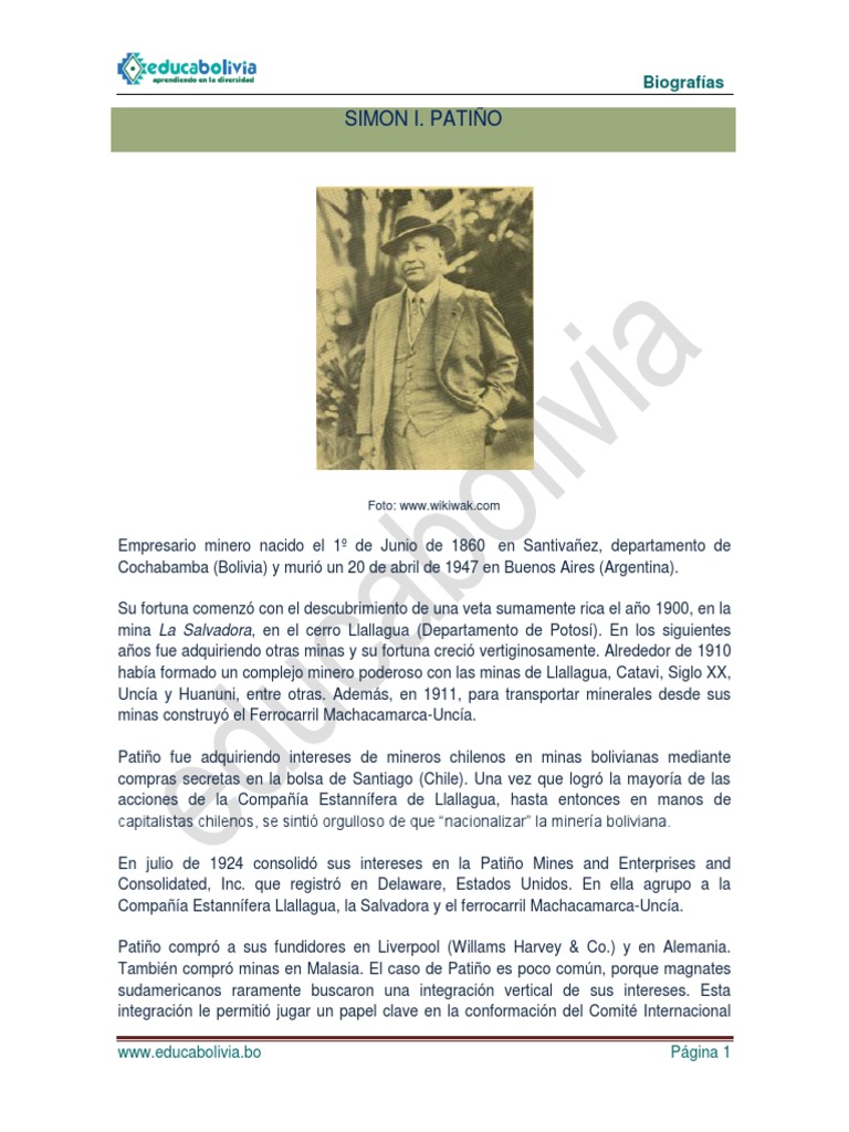 Simon Patino Bibliografia | PDF | América del Sur | Política (general)