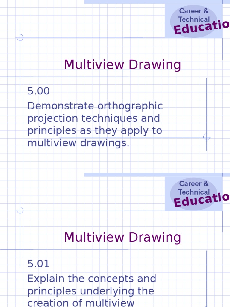 Unit E Multiview Drawing Powerpoint | PDF | Tangent | Space