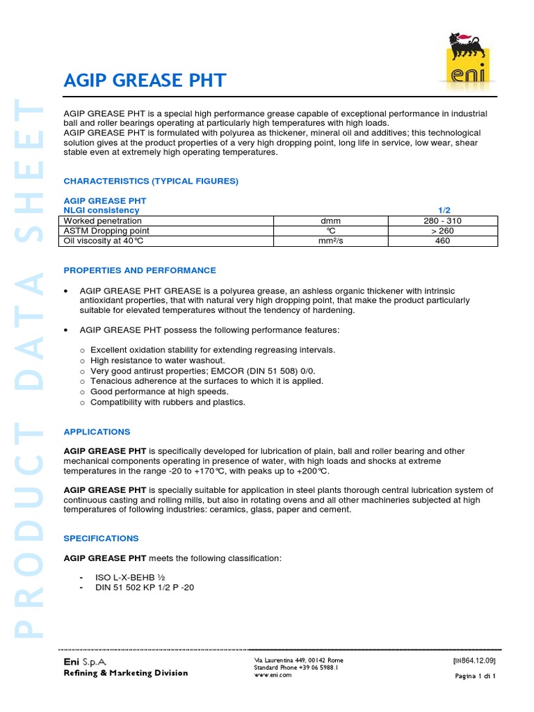Eni Grease PHT 1,5 PDF | PDF