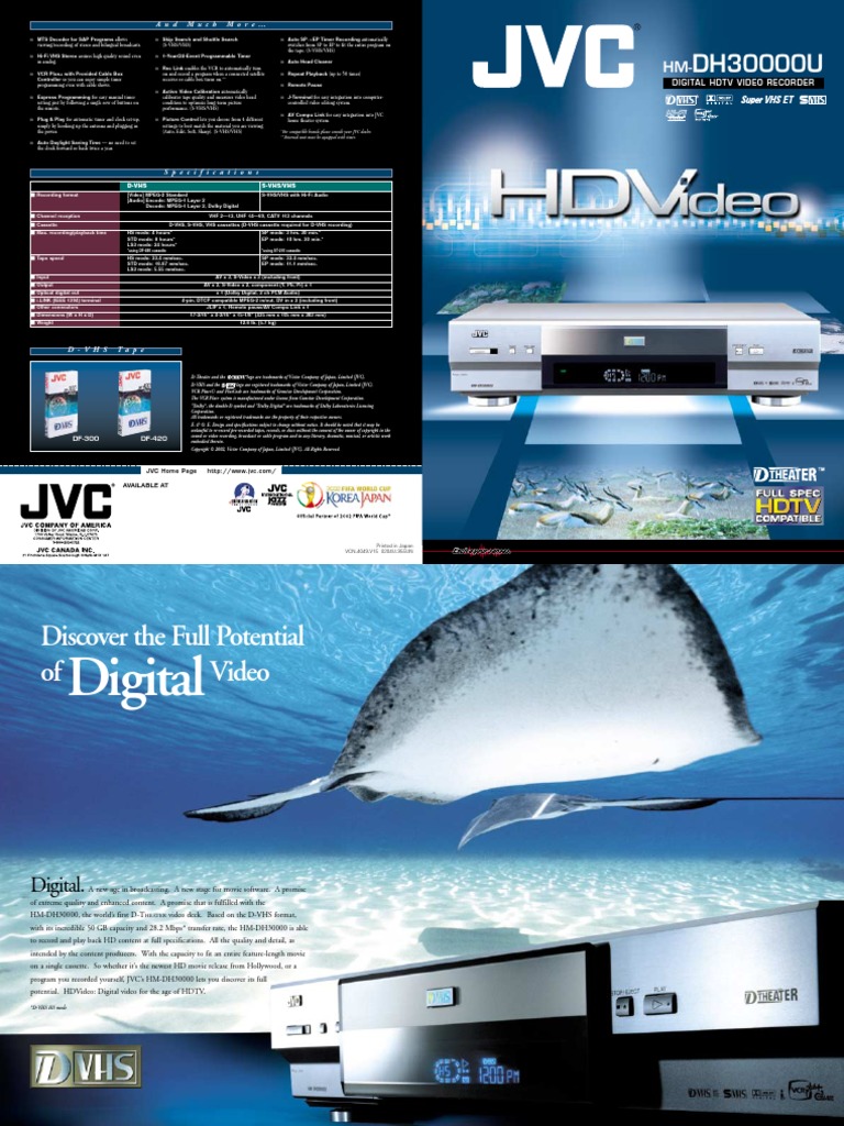 JVC Hm-dh30000 D-Vhs Recorder Brochure | PDF | Videocassette Recorder ...