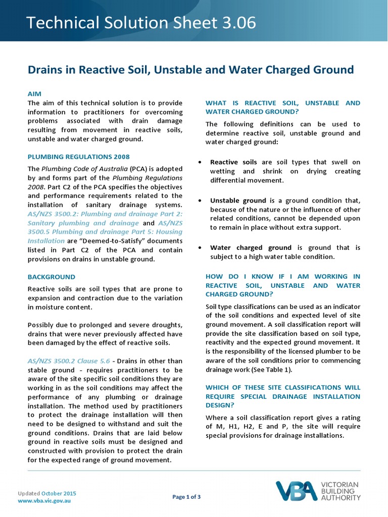 3.06 Drainage Drains in Reactive Soils, Unstable or Water Charged ...