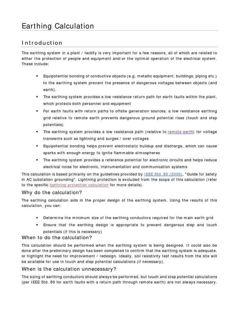 Earthing Calculation | PDF | Electrical Resistivity And Conductivity ...