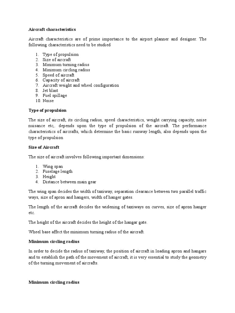 A Comprehensive Review of Key Aircraft Characteristics and Their Impact ...