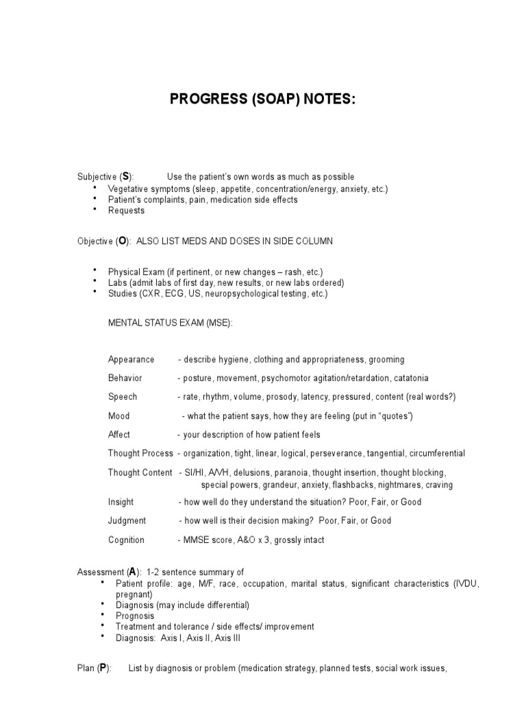Ejemplo de Notas de Progreso Estilo SOAP (Ingles) | PDF