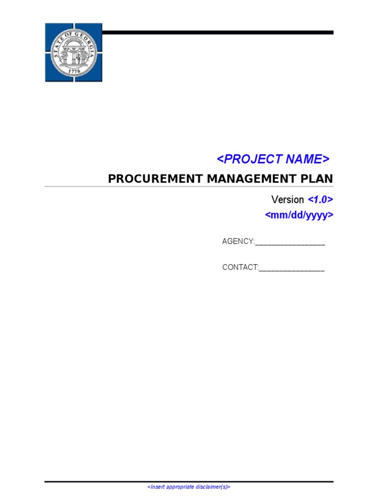 Procurement Management Plan Template | Request For Proposal | Procurement