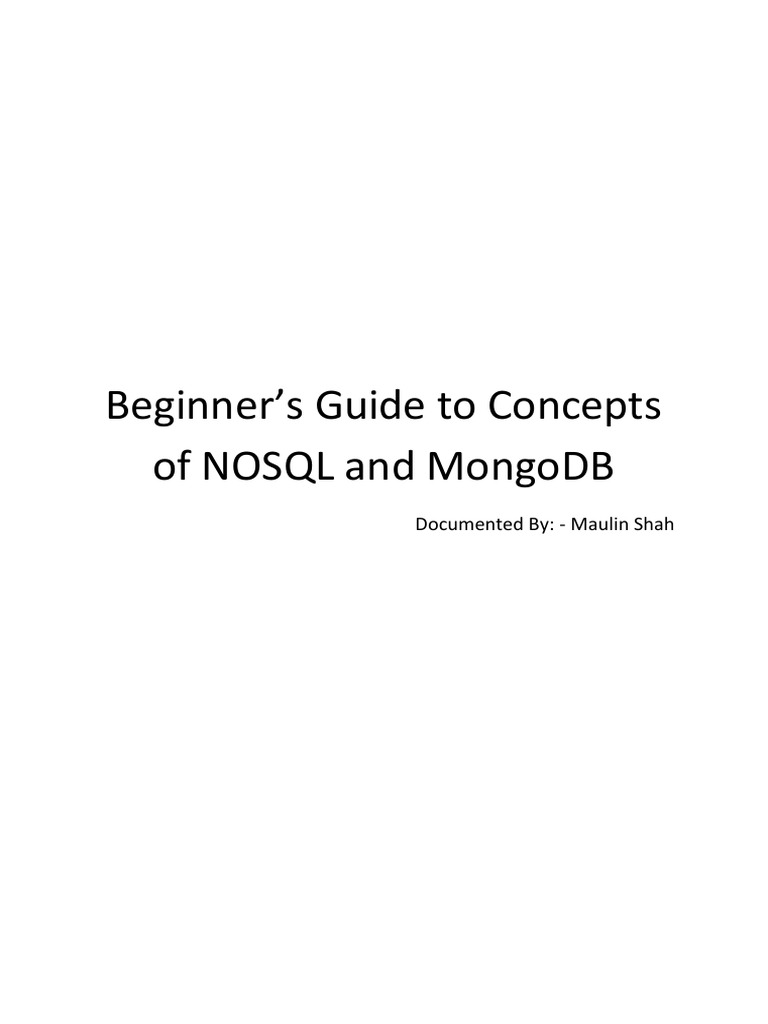 Introduction To NOSQL and MongoDB | PDF