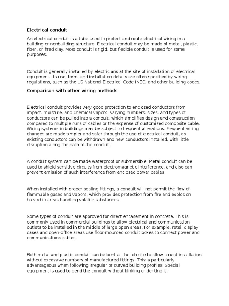 Electrical Conduit | PDF | Electrical Wiring | Electricity