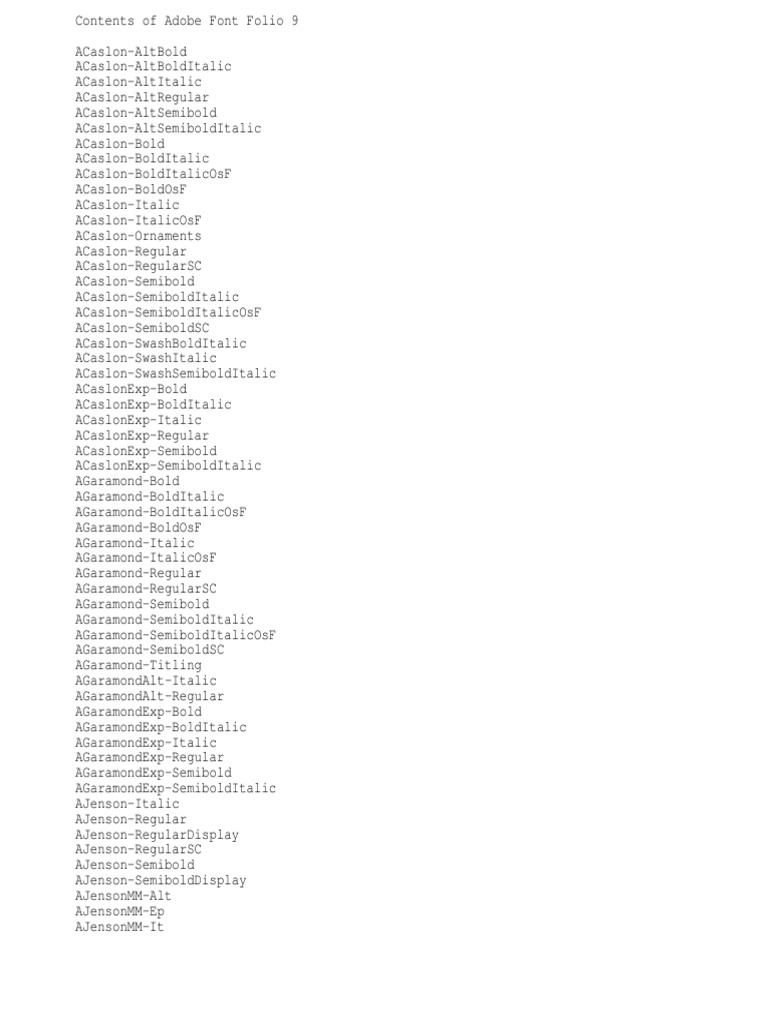 Adobe Font Folio 9 Contents | PDF | Typography | Graphic Design