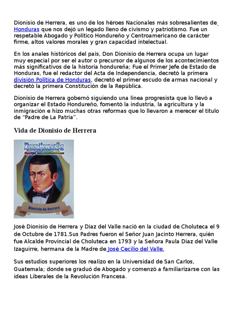 Dionisio de Herrera | PDF | Gobierno | Jefes de estado