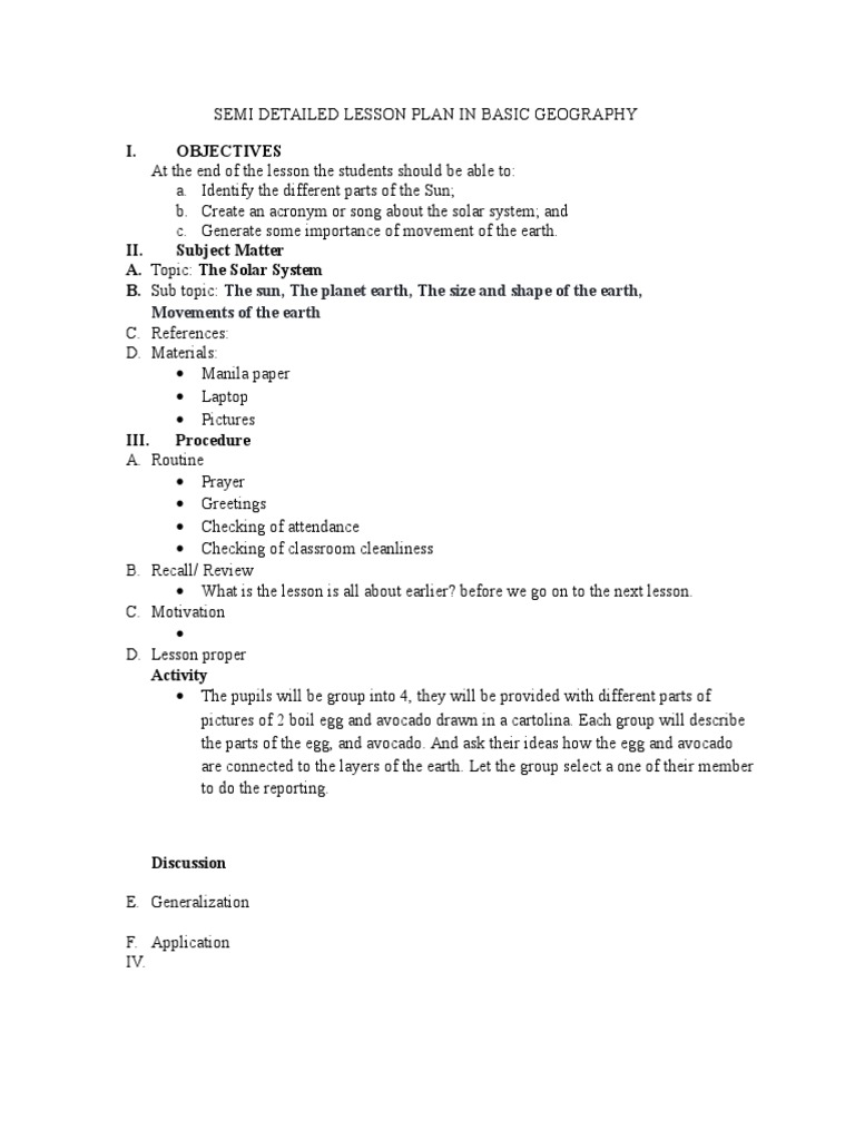 Semi Detailed Lesson Plan in Basic Geography | PDF