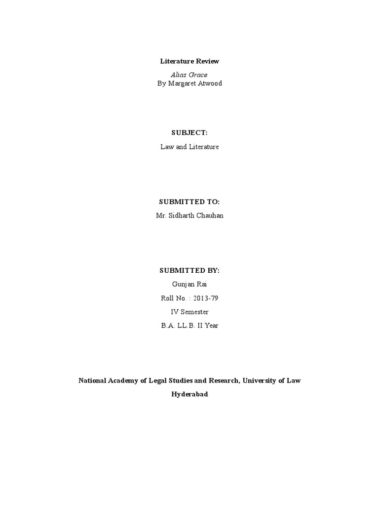 Literature Review - Alias Grace | PDF | Crime Thriller