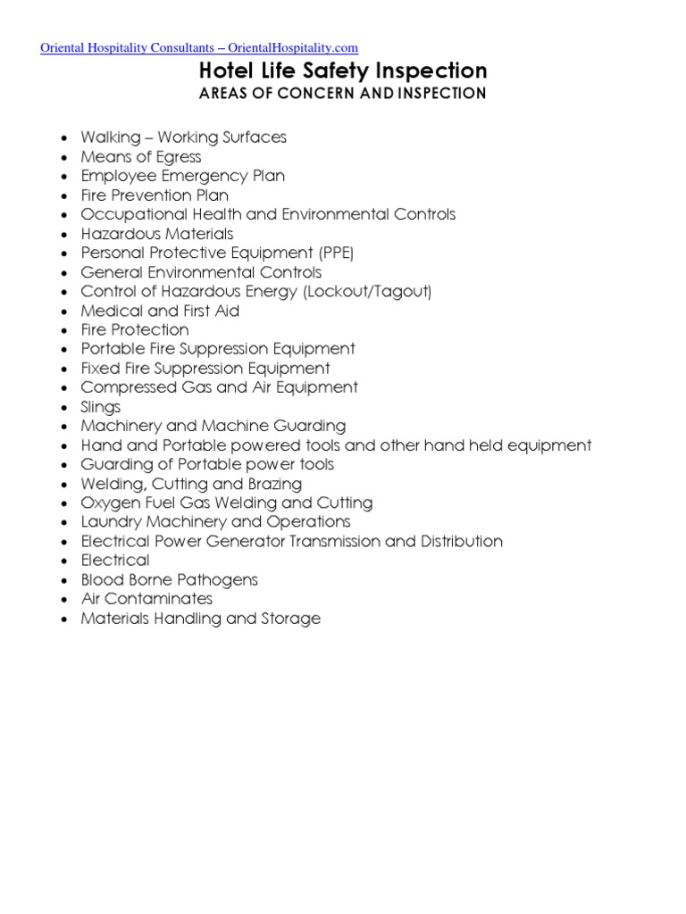 Hotel Life Safety Inspection | PDF | Nature