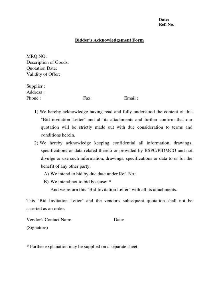 Acknowledgement Form | Download Free PDF | Guarantee | Payments