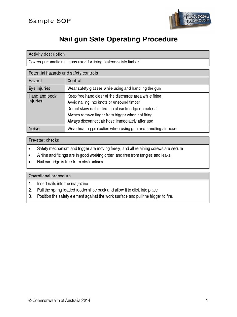 Sample Sop Nail Gun | PDF