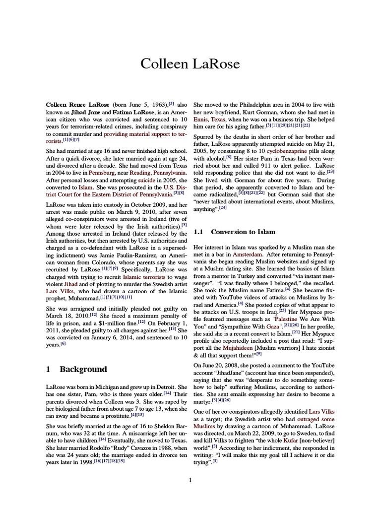 Colleen LaRose | PDF | Crime & Violence | Crime Thriller