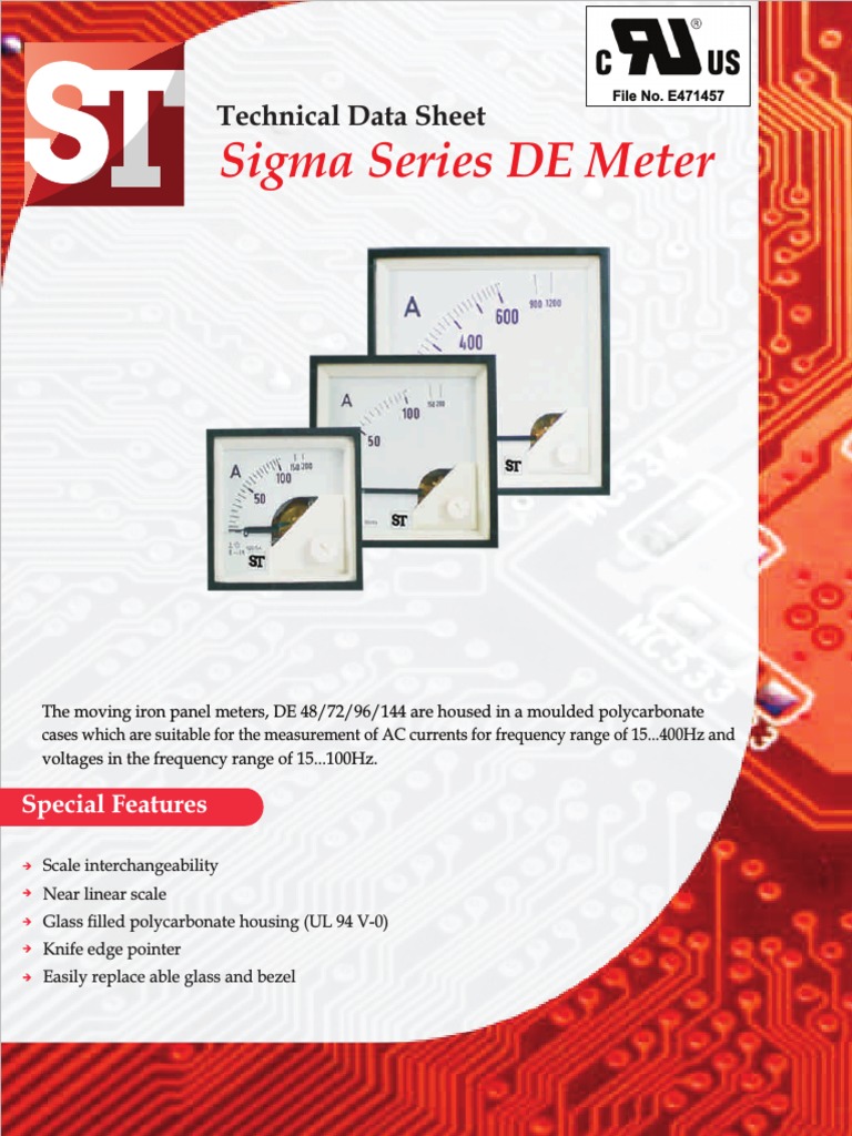 Sigma DE Meter Specs for Engineers | PDF | Electrical Connector | Voltage