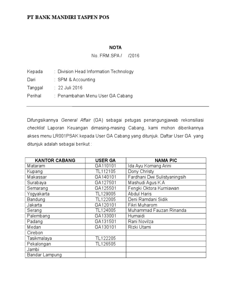 Memo Penambahan COA | PDF