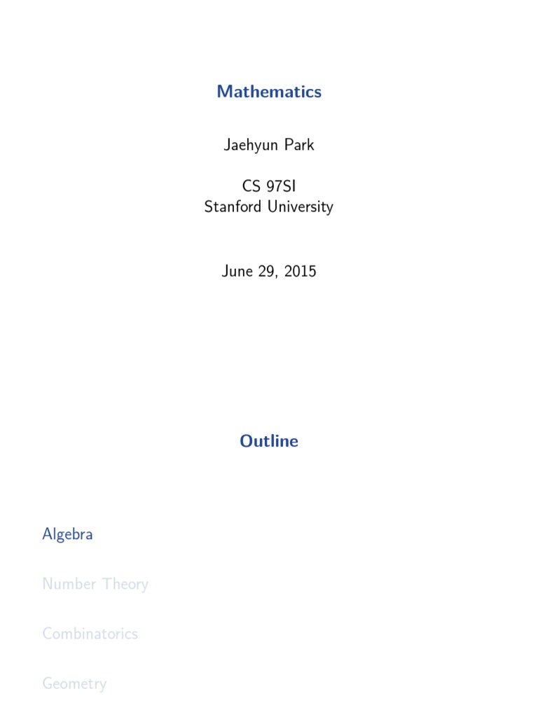 An Outline of Mathematics Topics Covered in "Mathematics | PDF ...