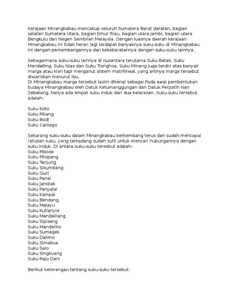 Silsilah Suku Di Minang | PDF