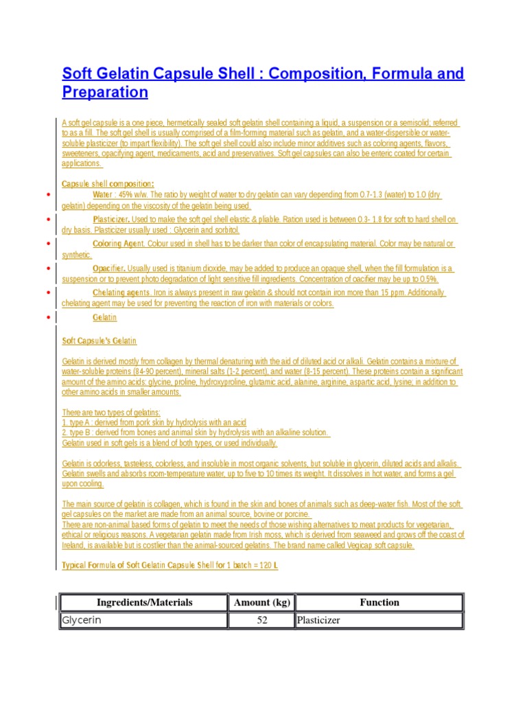 Soft Gelatin Capsule Shell | PDF | Gelatin | Gel