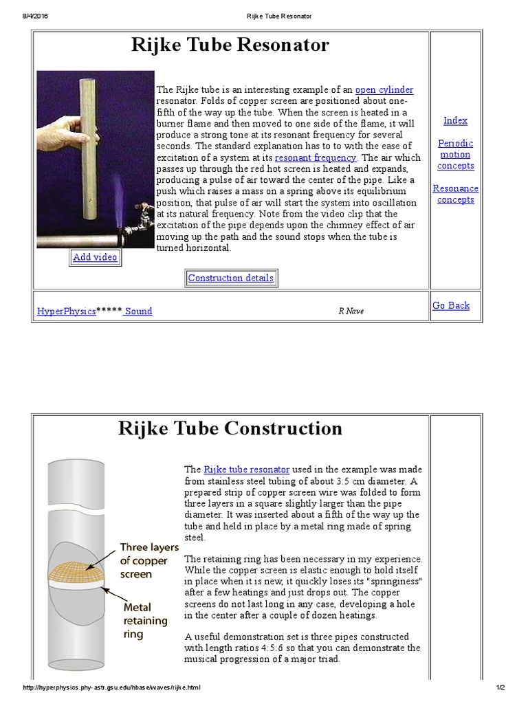 Rijke Tube Resonator Guide | PDF | Resonance | Physical Phenomena