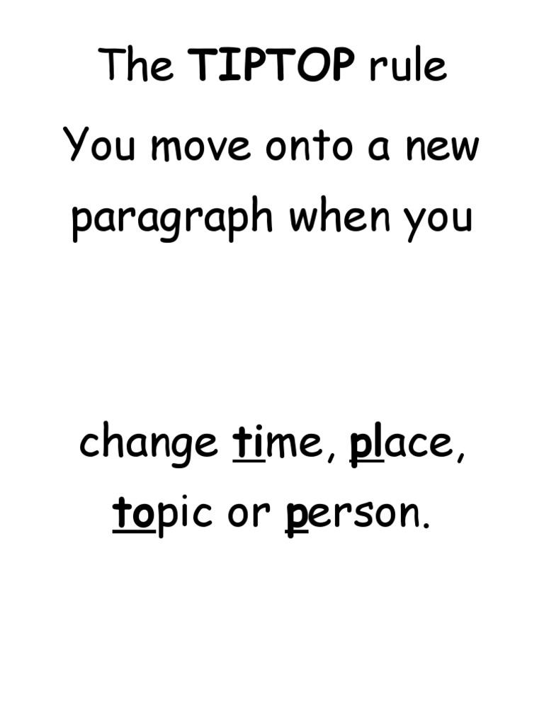 The TIPTOP Rule You Move Onto A New Paragraph When You | PDF